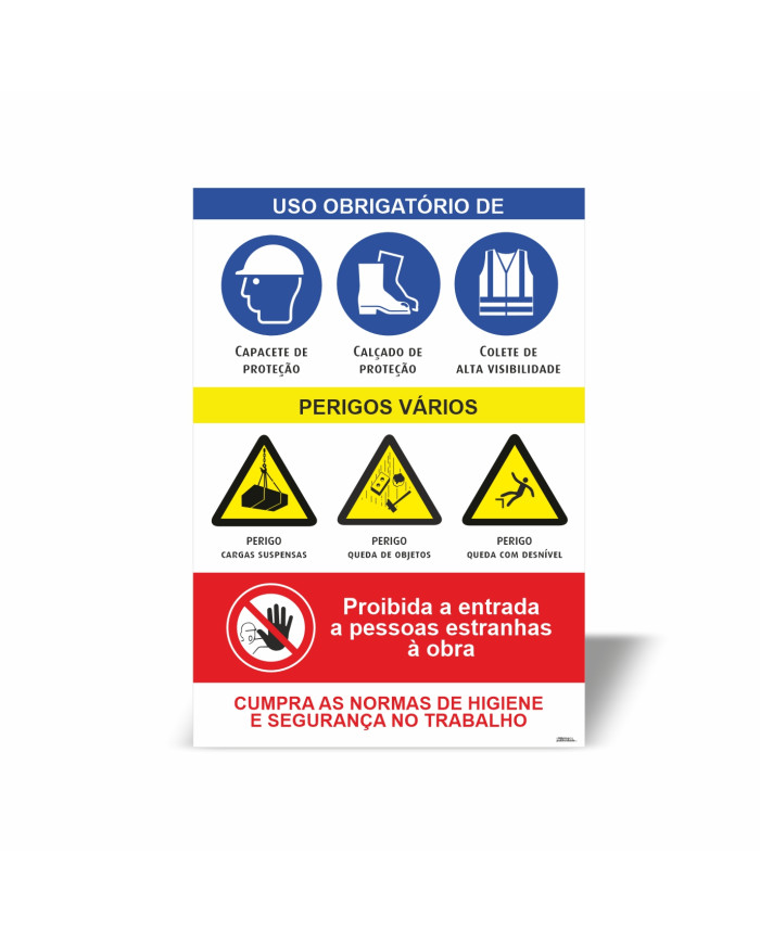 Placa de Obra com sinalética de segurança - MOD08